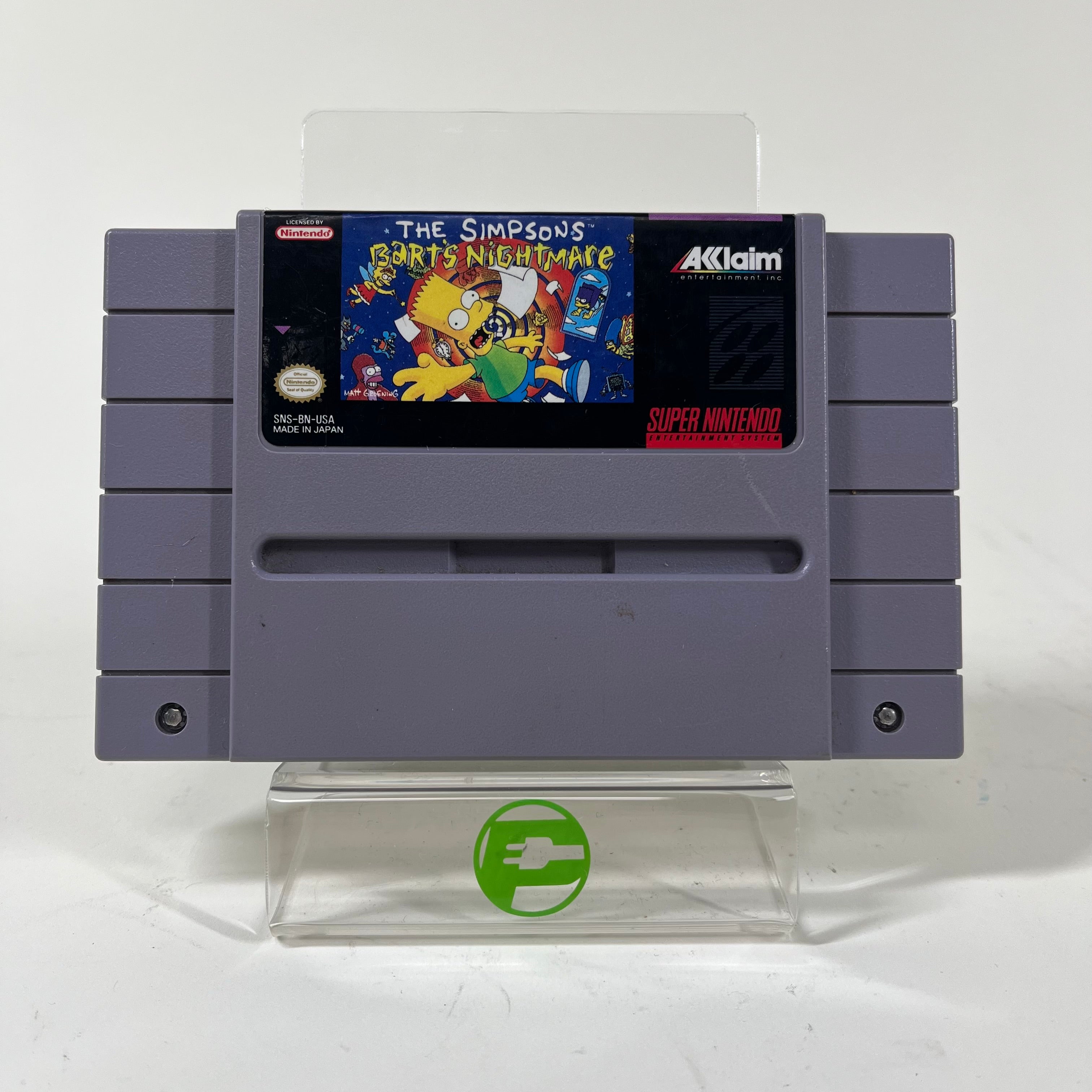 The Simpsons Bart's Nightmare (Super Nintendo SNES, 1992) Cartridge On ...
